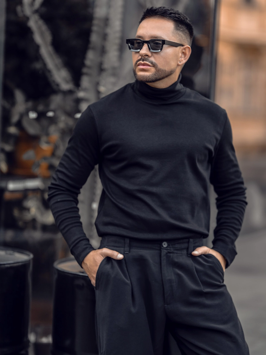 Golf męski basic bawełniany czarny Denley 535A